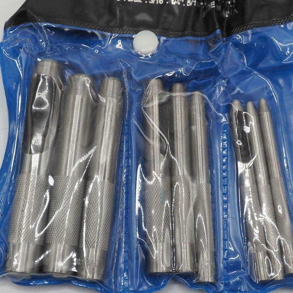 Central Forge 9 Piece Hollow Punch Set with Knurled Shanks - Hardware ...