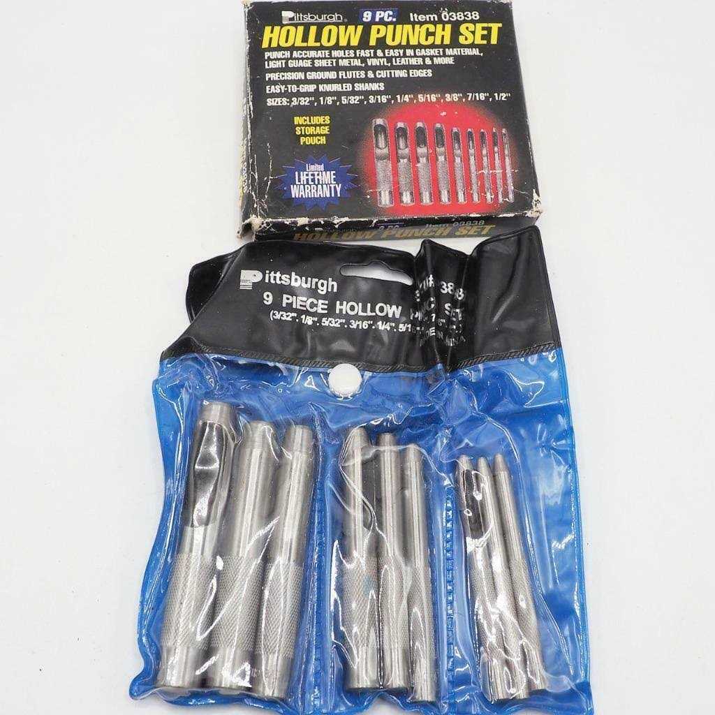 Central Forge 9 Piece Hollow Punch Set with Knurled Shanks - Hardware ...