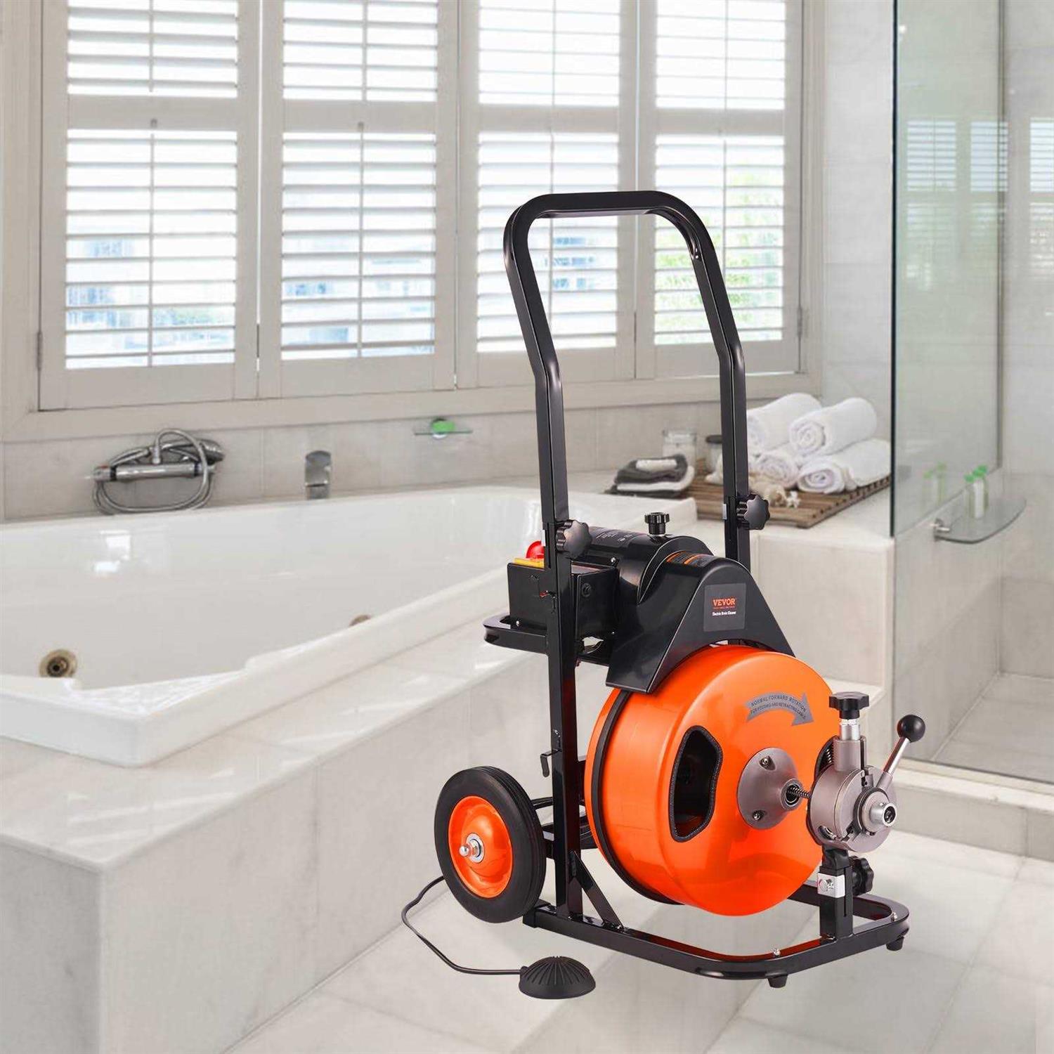 VEVOR Drain Cleaning Machine 100ft x 3/8 Inch Sewer Snake Machine Auto ...