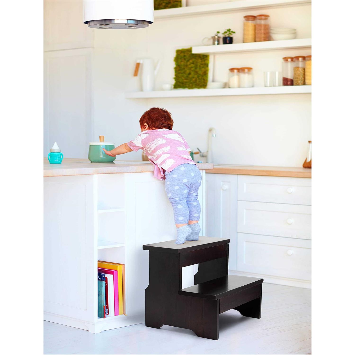 Wooden Two Step Stool Heavy Duty 2 Step Stool for Adult and Kids ...