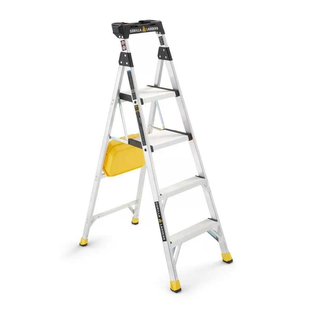 Gorilla Ladders 5.5 ft. Aluminum Dual Platform Heavy-Duty Ladder with ...