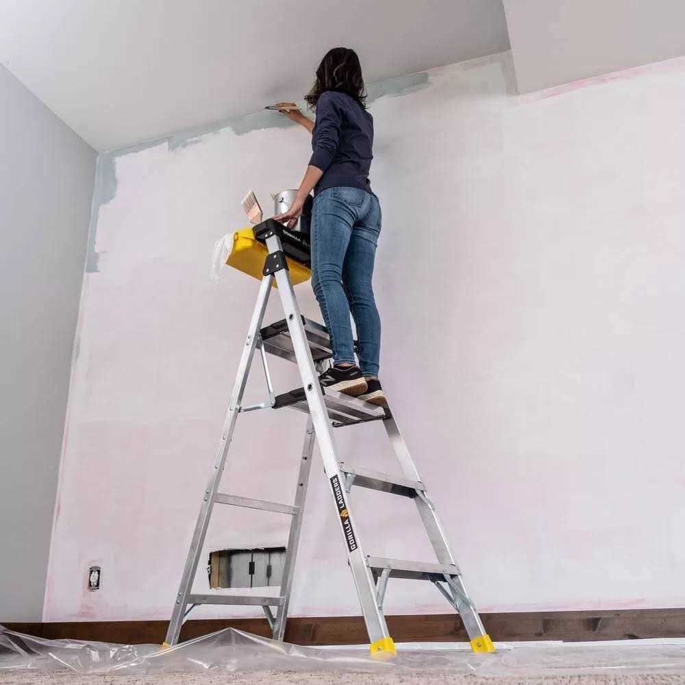 Gorilla Ladders 5.5 ft. Aluminum Dual Platform Heavy-Duty Ladder with ...