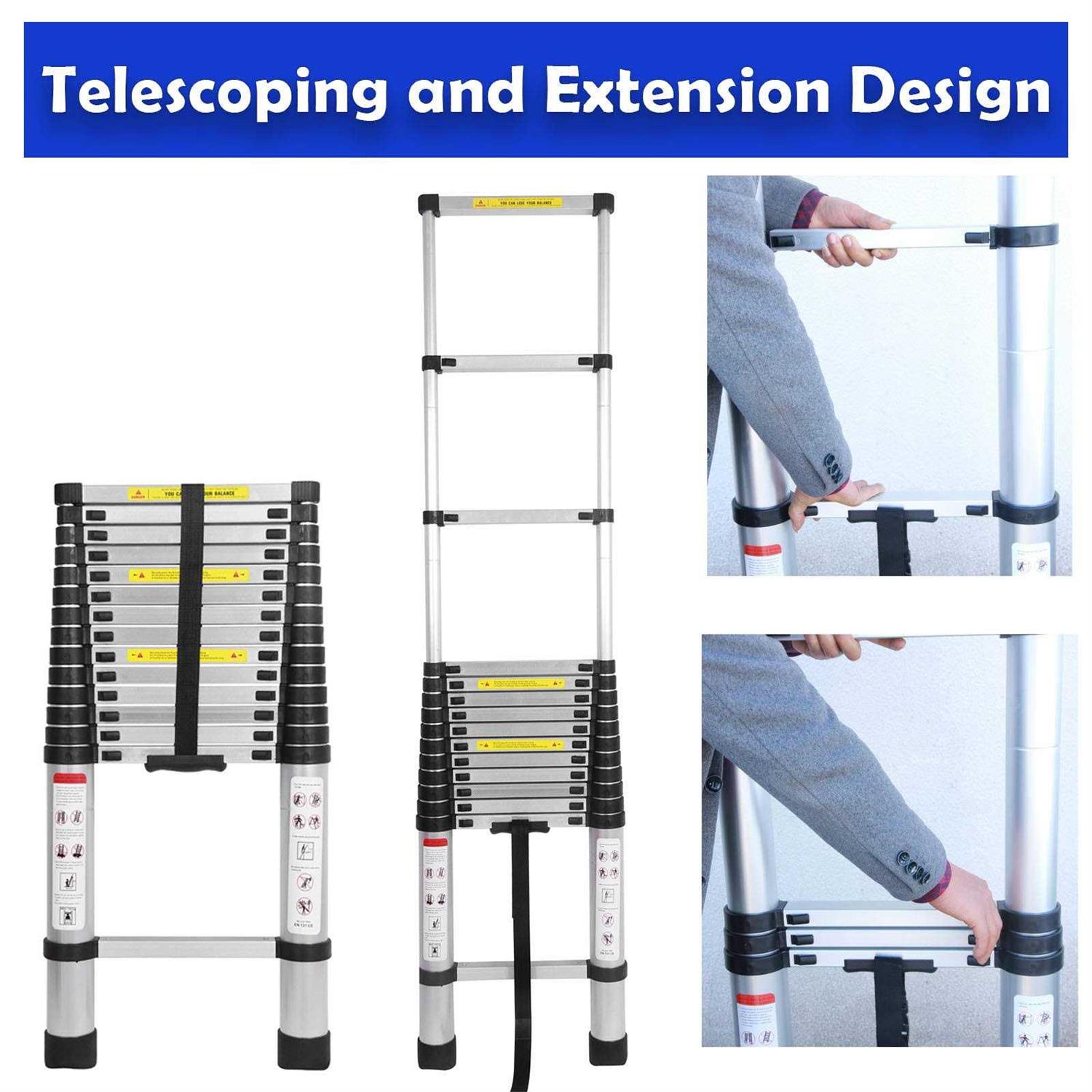 Bowoshen Telescoping Ladder 20ft 6.2M Aluminum DIY Extension Folding ...