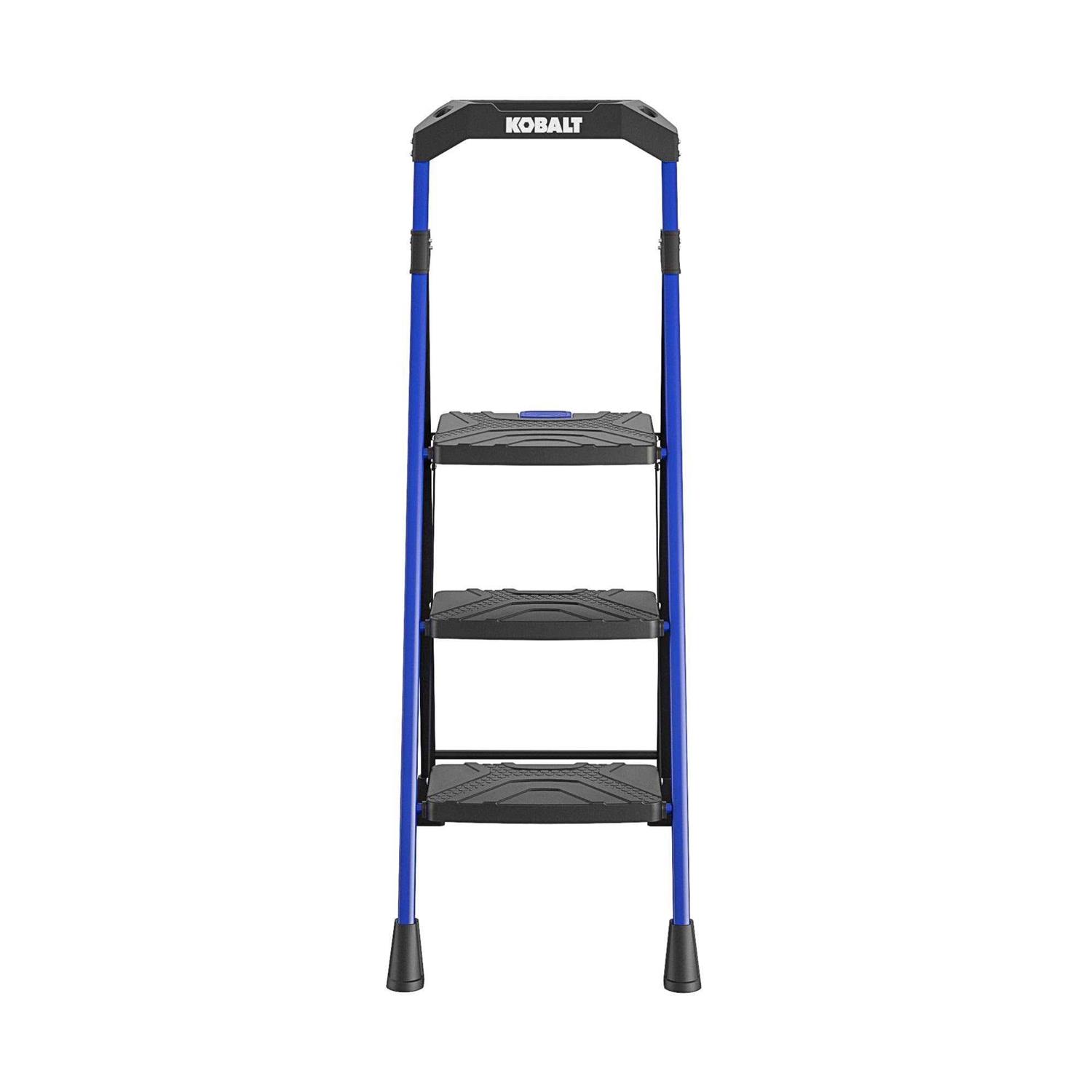 Kobalt 3-Step 300-lb Capacity Black Steel Foldable Step Stool ...