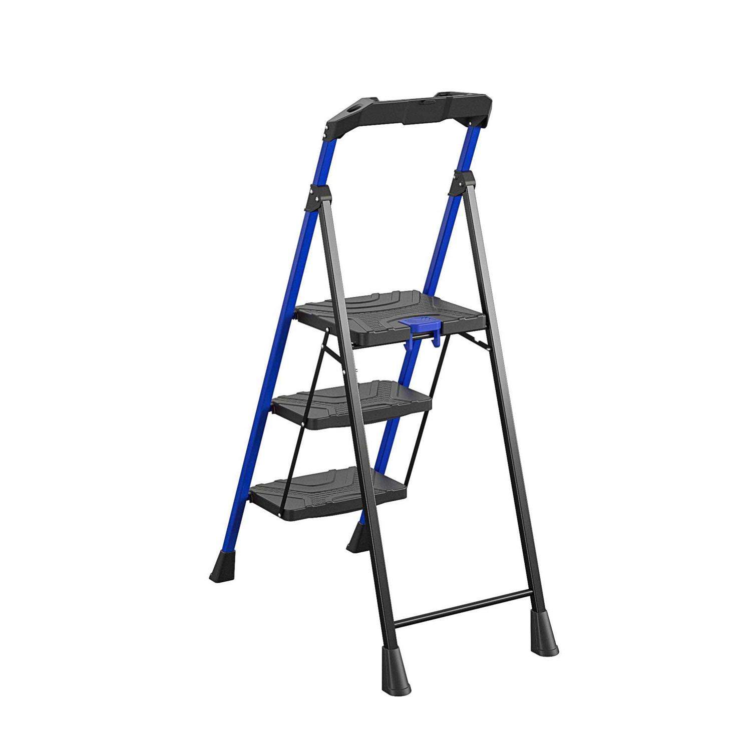 Kobalt 3-Step 300-lb Capacity Black Steel Foldable Step Stool ...