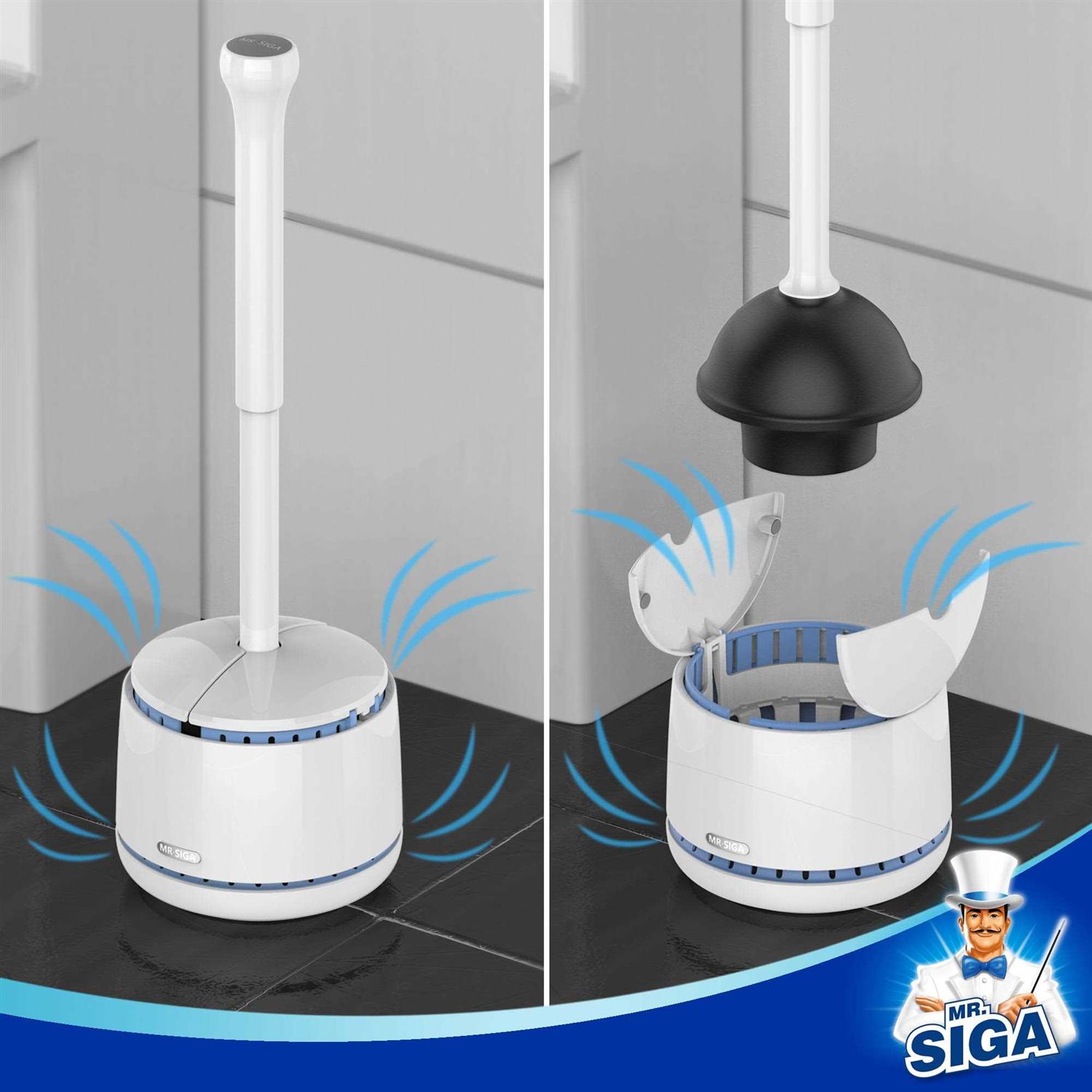Mr.SIGA Toilet Plunger with Holder, Heavy Duty Toilet Plunger and ...