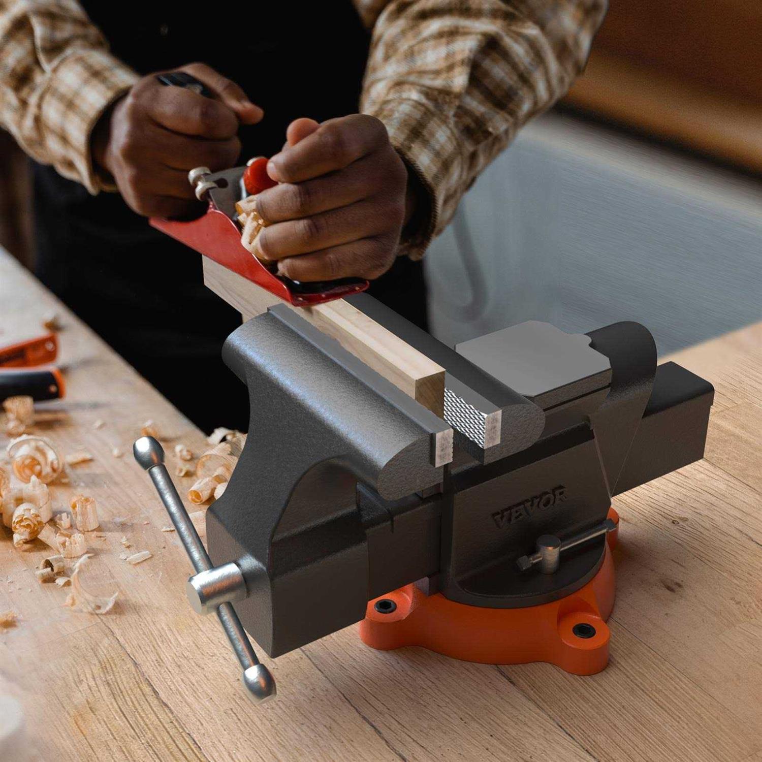 VEVOR Bench Vise 6-inch Jaw Width 5.9-inch Jaw Opening 360-Degree ...