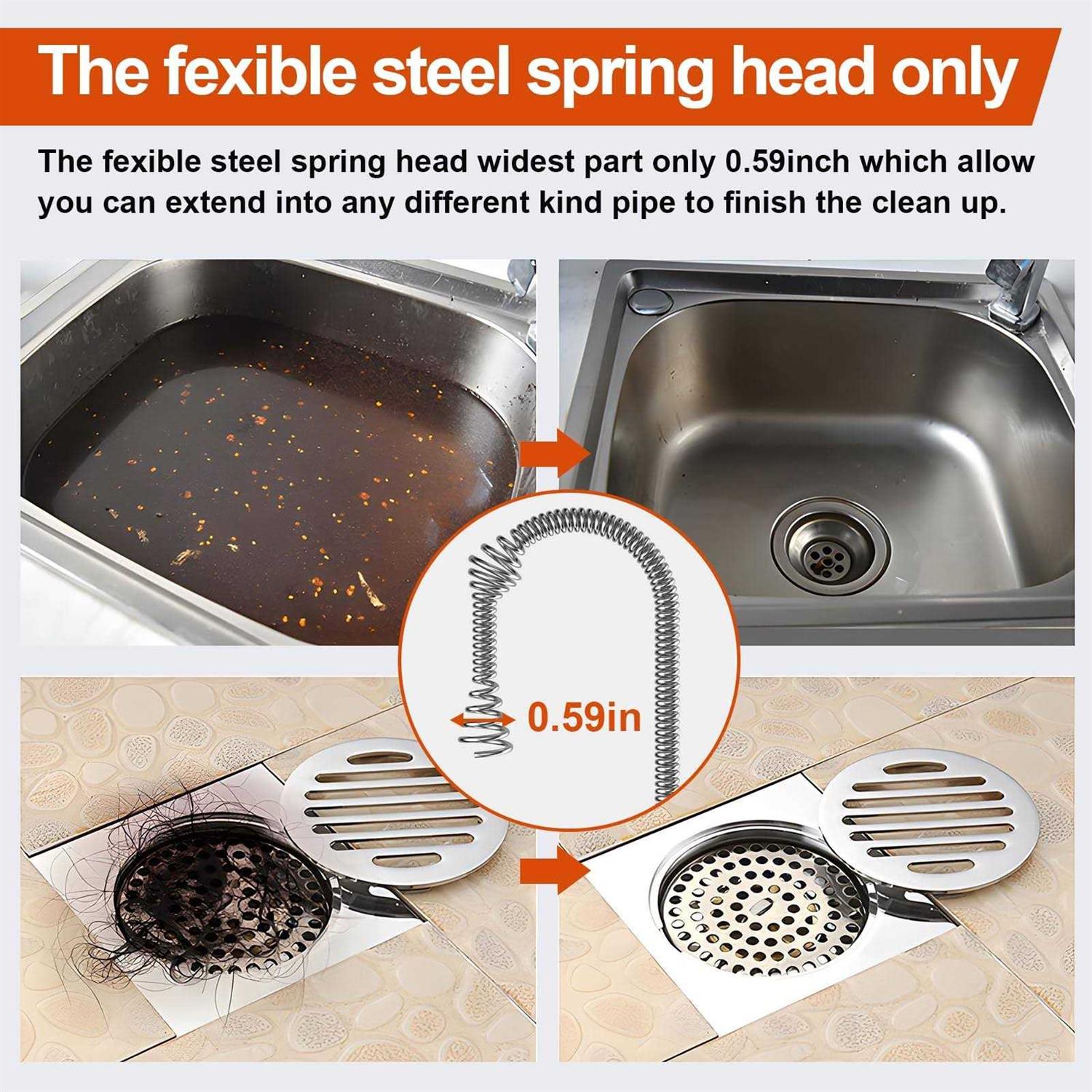 Drain Auger, Plumbing Snake With Drill Adapter Heavy Duty Flexible Sink ...