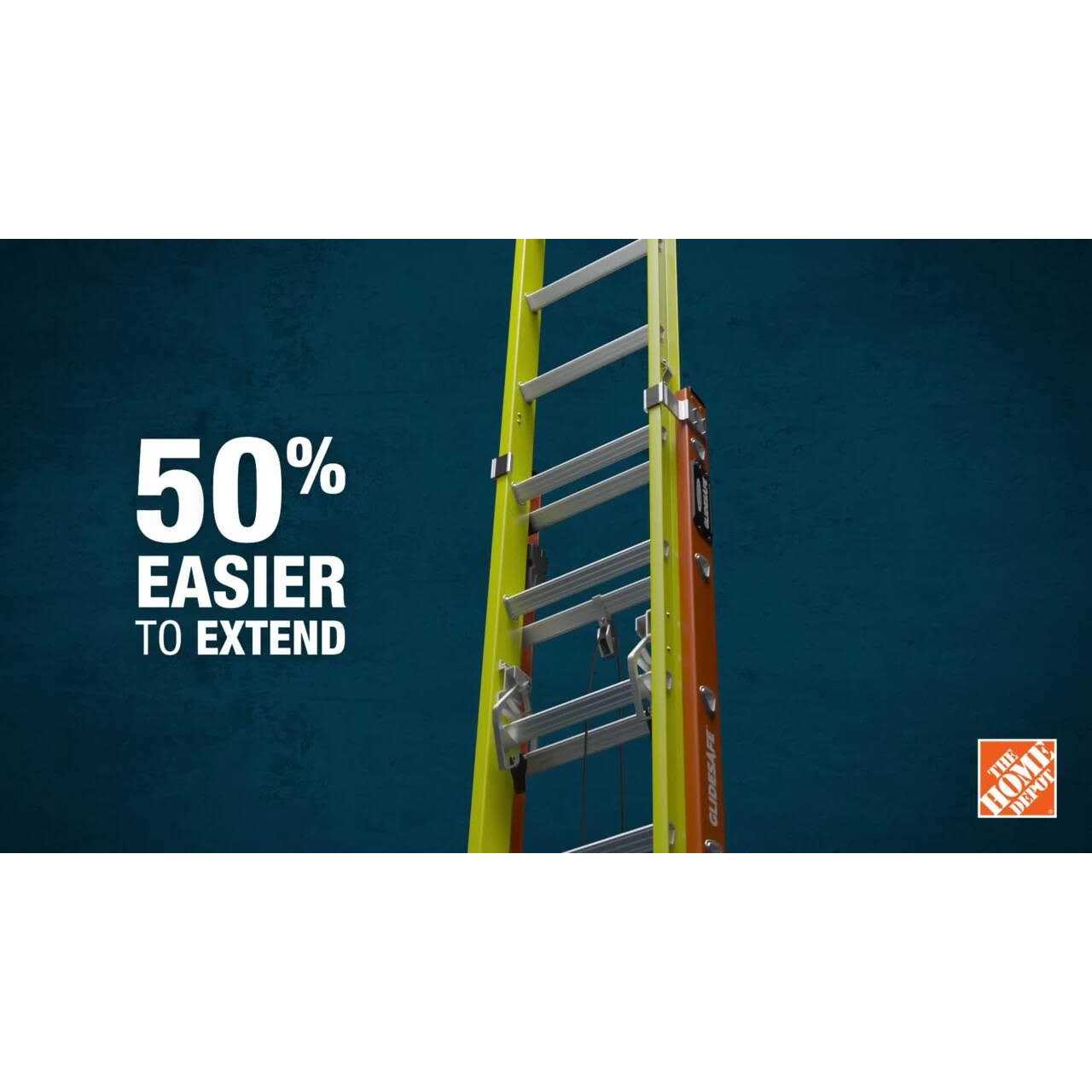 Werner Glidesafe Extension Ladder Fiberglass Tri Rung Type IA ...