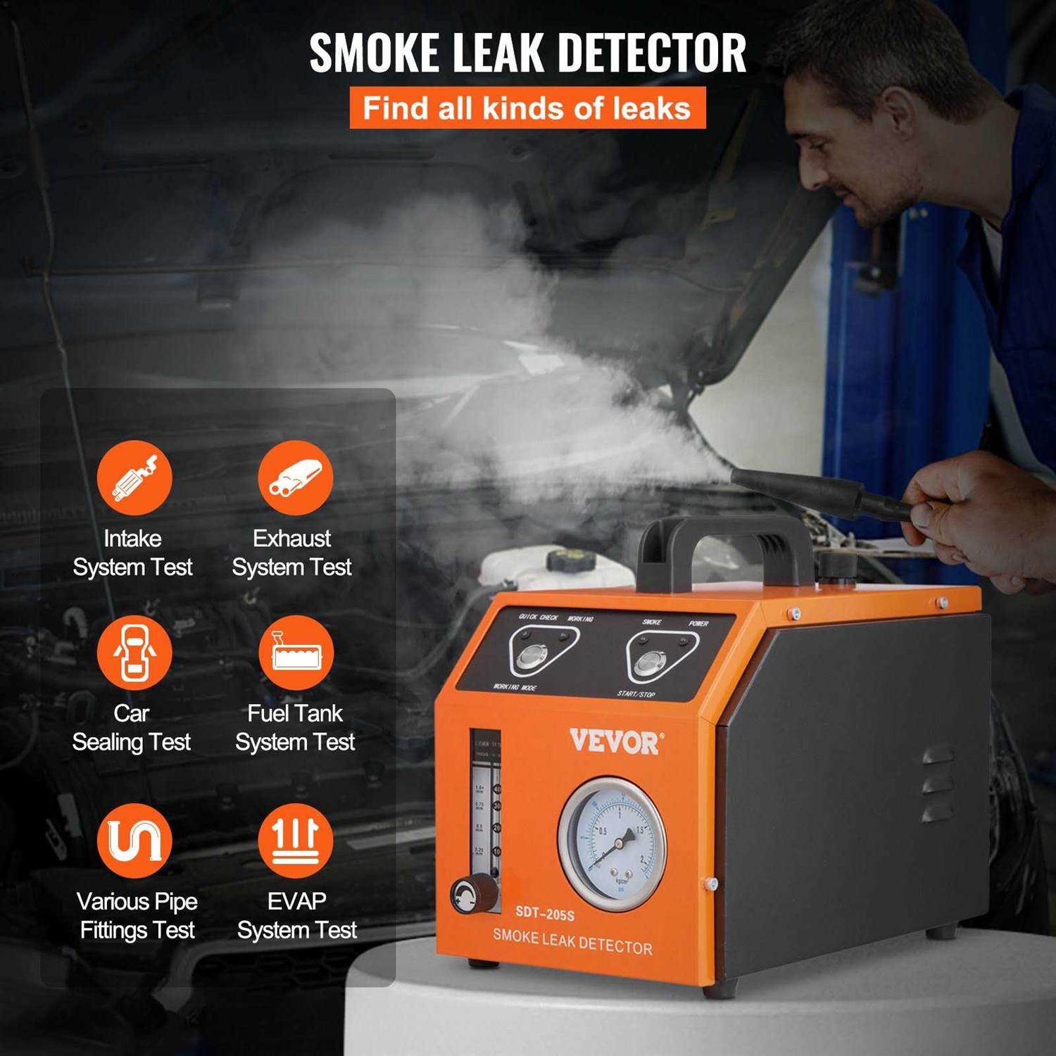 VEVOR Smoke Machine Automotive Evap Smoke Leak Detector with Dual Mode ...