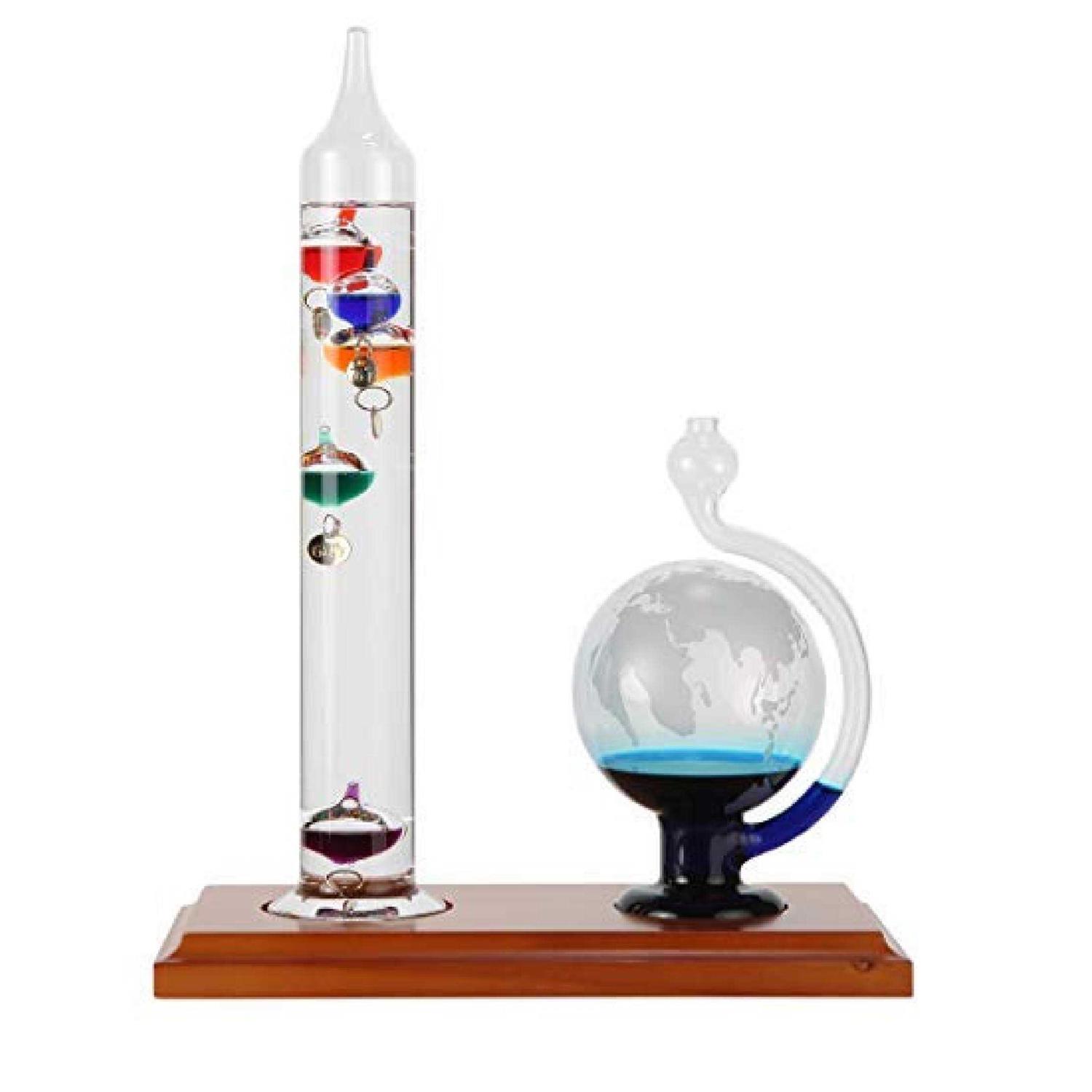 Lily's Home Galileo Thermometer with Etched Glass Globe Barometer ...