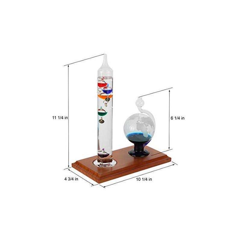 Lily's Home Galileo Thermometer with Etched Glass Globe Barometer ...