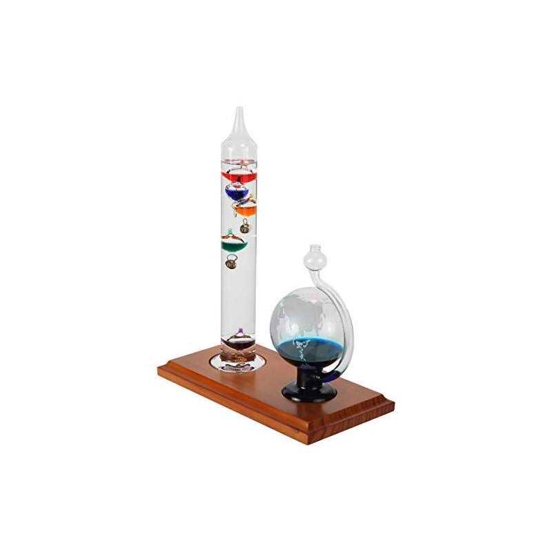 Lily's Home Galileo Thermometer with Etched Glass Globe Barometer ...