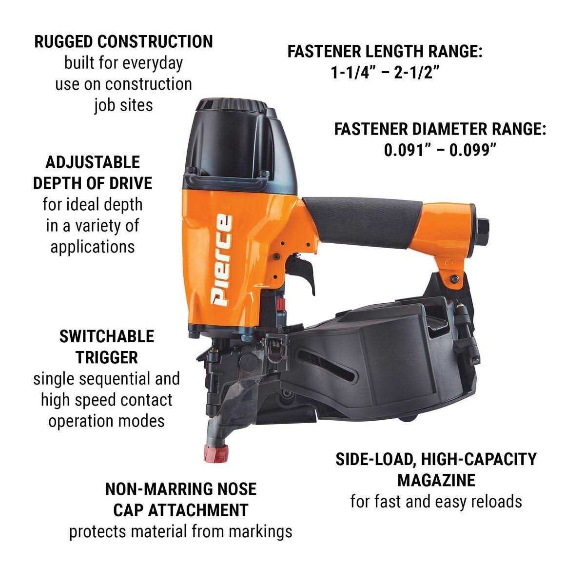 Pierce 15 Professional Coil Siding Nailer Prc-15 - Hardware&Tools ...