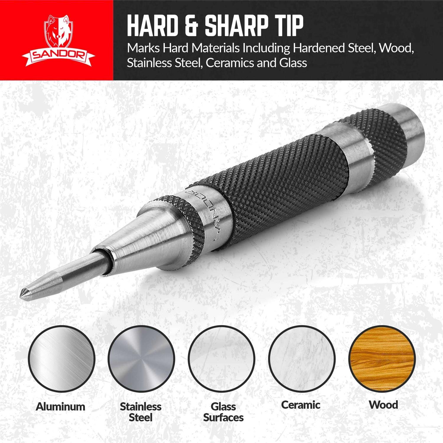 Sandor Heavy Duty Automatic Center Punch With Hardened Steel Pack of 2 ...