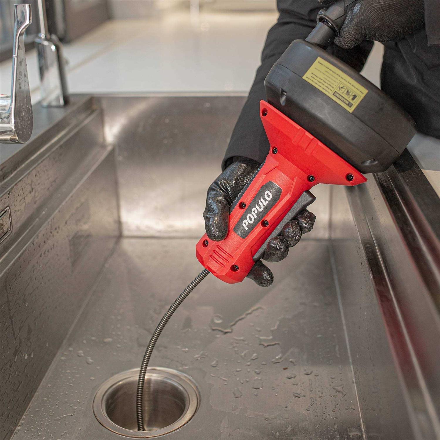 POPULO Drain Auger Plumbing Snake with Gloves - Hardware&Tools Online Store