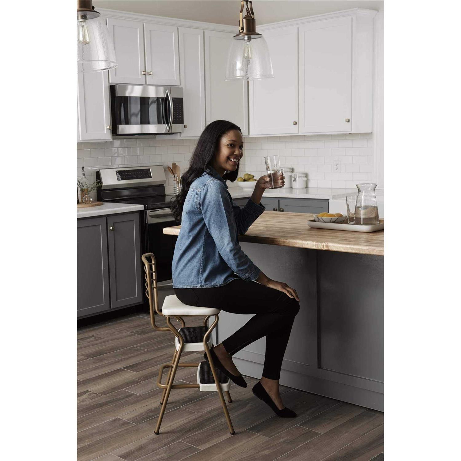 Cosco Stylaire Retro Chair/Step Stool with Flip-Up Seat - Hardware ...