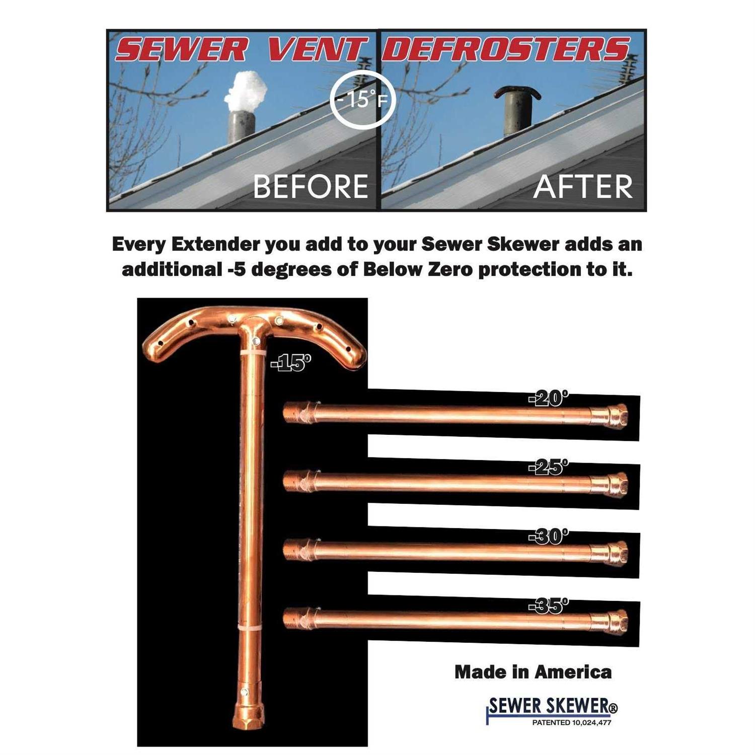 Sewer Skewer 17 in. Copper Sewer Vent Defroster Extender - Hardware ...