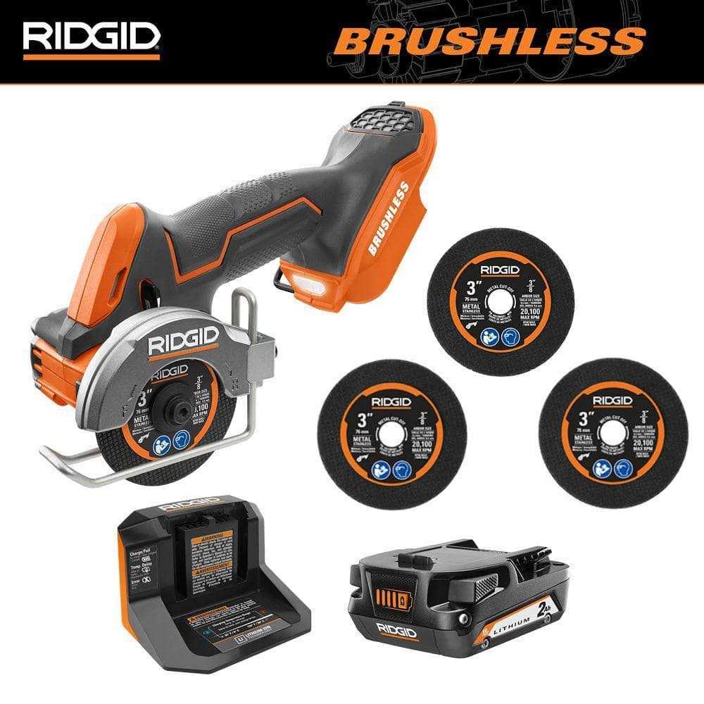 RIDGID 18V SubCompact Brushless Cordless 3 in. Multi-Material Saw with Cutting Wheels - Hardware ...