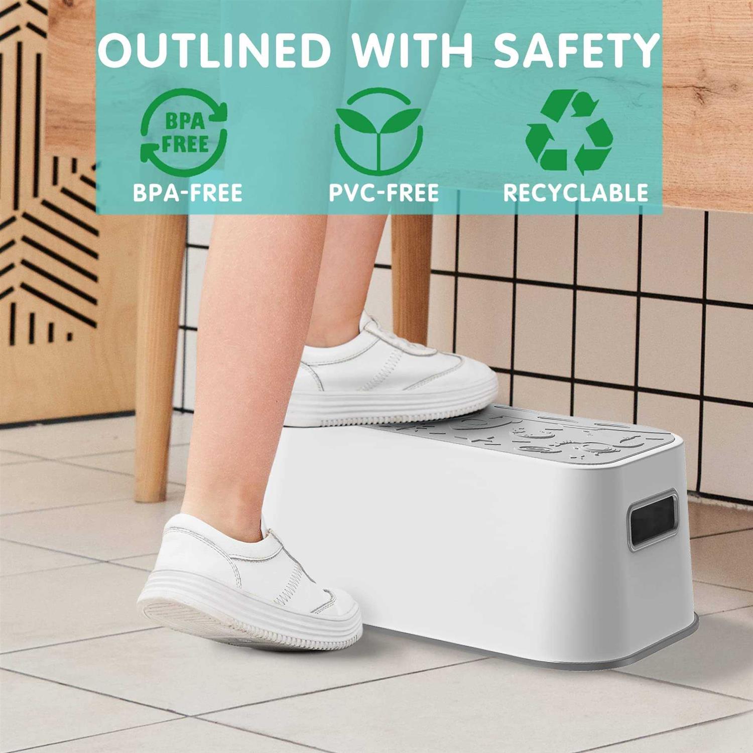 UNCLE WU Kids Step Stool Lightweight and Easy to Clean Bathroom Safety ...