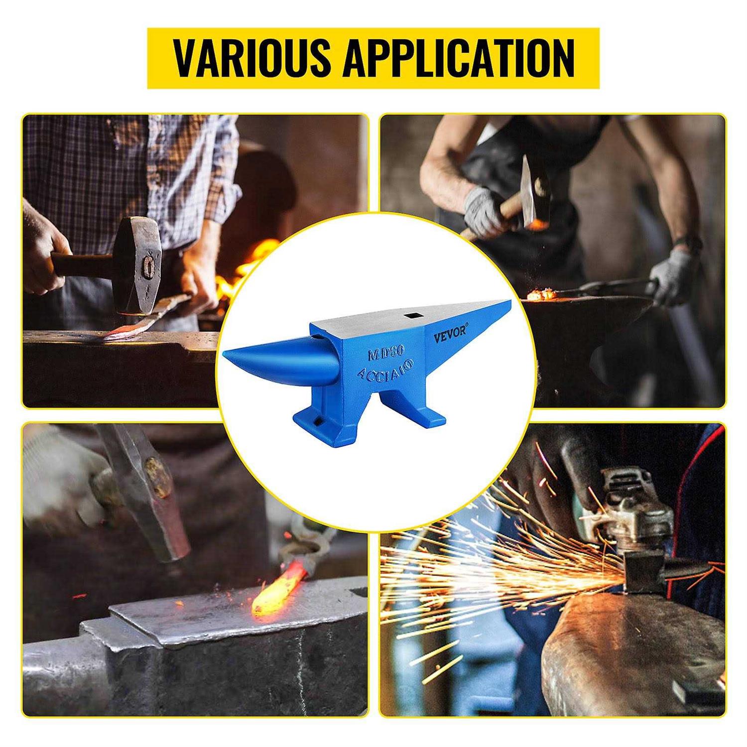 VEVOR 132lb Blacksmith Anvil Steel Anvil 60kg Solid Heat Treated Round ...