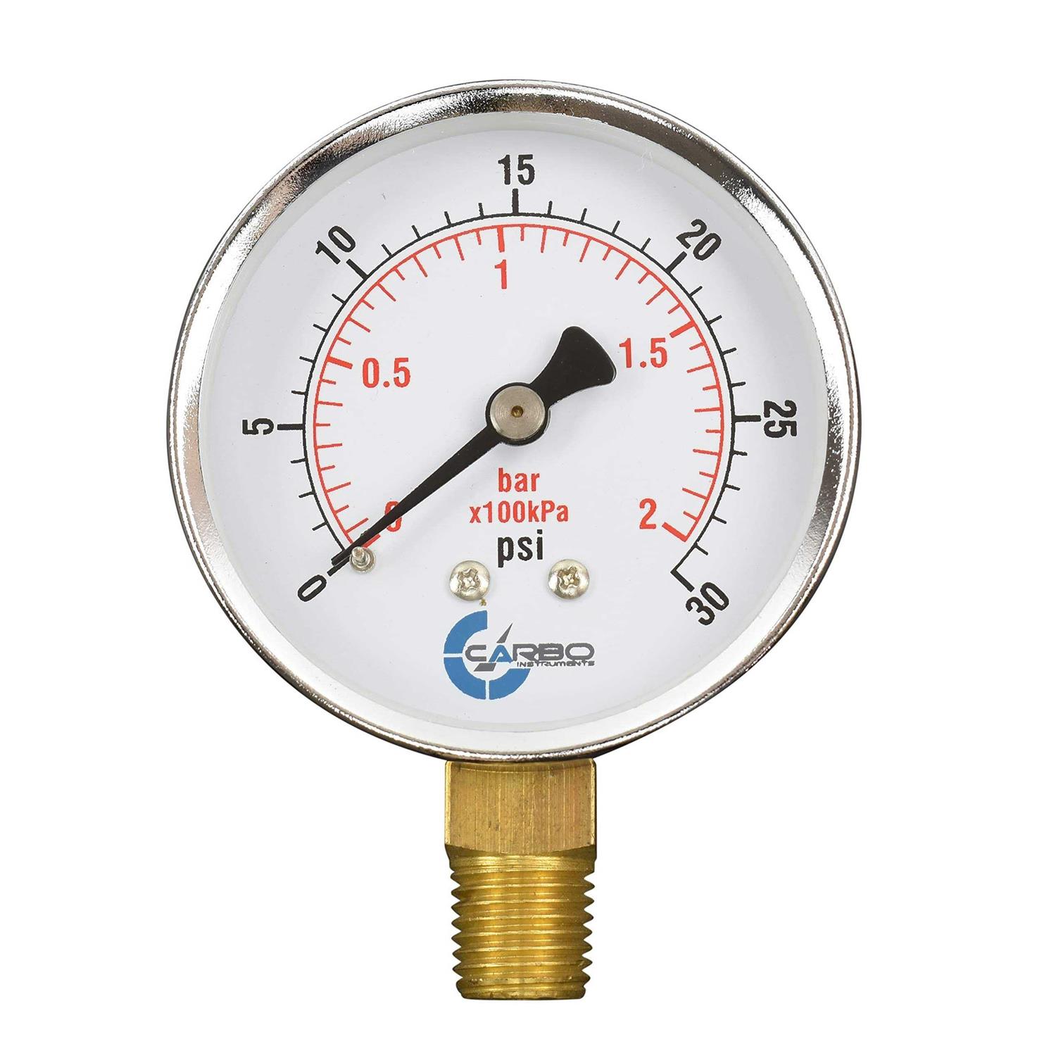 Carbo Instruments 2 1/2 inch Pressure Gauge Chrome Plated Steel Case ...