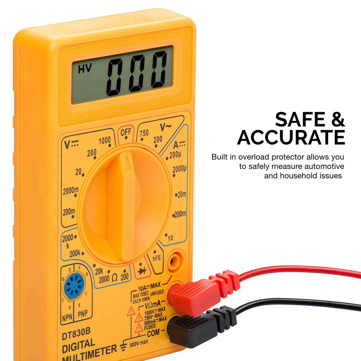 Neiko 40508 Digital Multimeter Diode and Transistor Tester AC/DC Volt ...