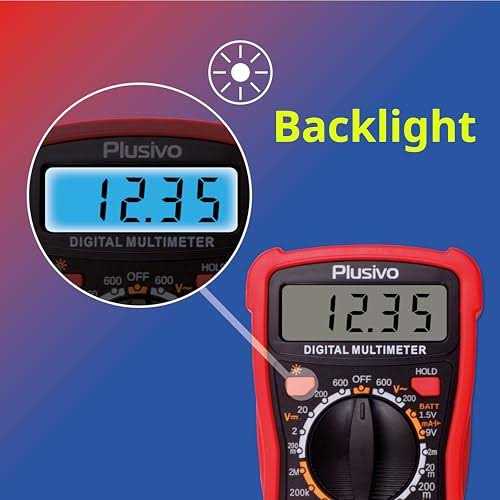 Plusivo Digital Multimeter Tester 2000 Counts AC DC Voltmeter Ohm Volt ...