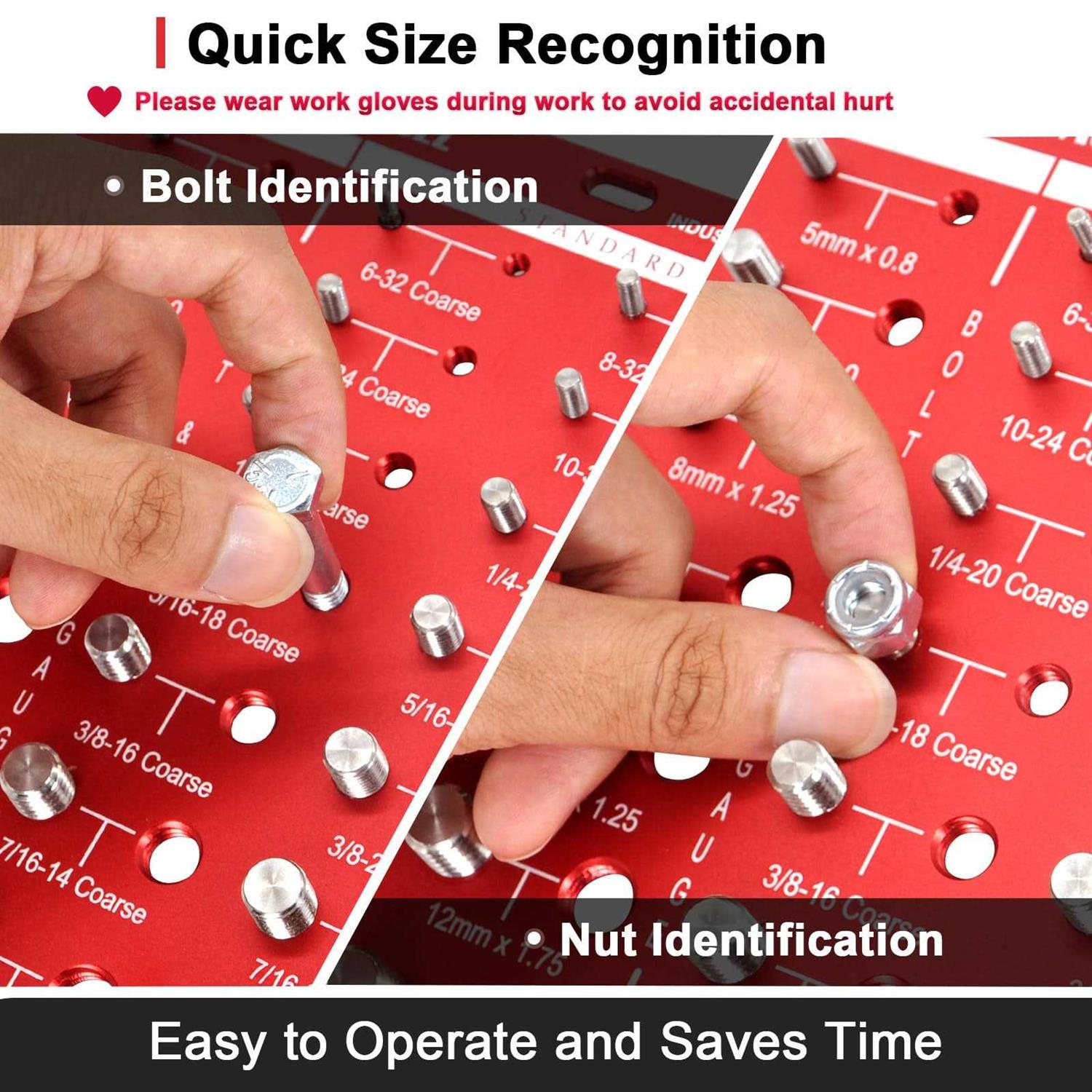 FODACEL Nut and Bolt Thread Checker, Thread Checker, Bolt Size and ...