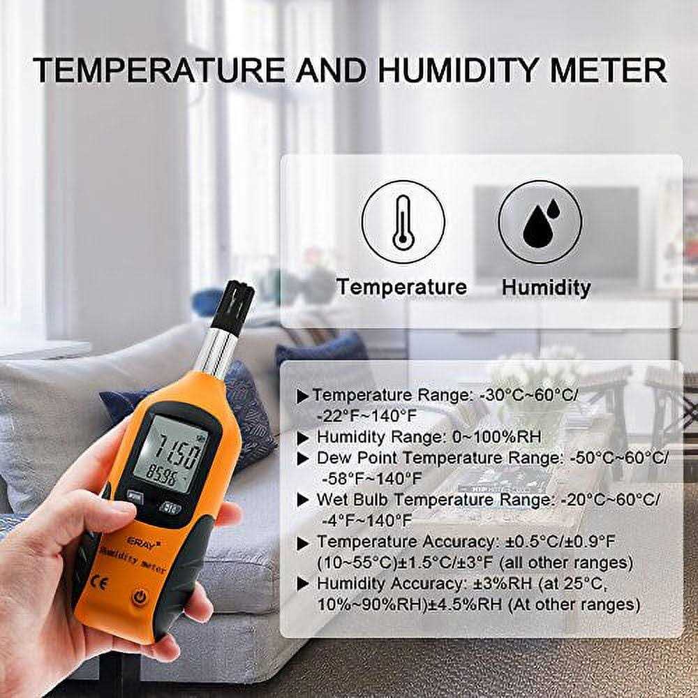 Digital Psychrometer Thermo-Hygrometer with Backlight, Eray Temperature ...