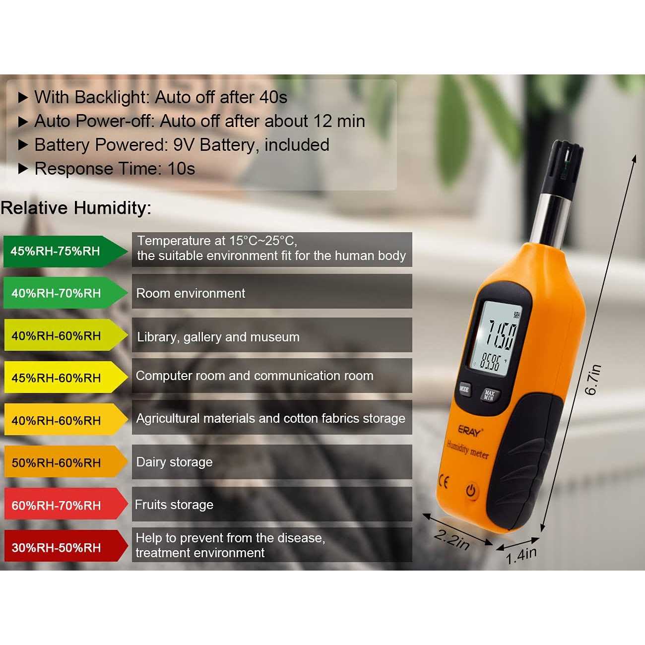 Digital Psychrometer Thermo-Hygrometer with Backlight, Eray Temperature ...