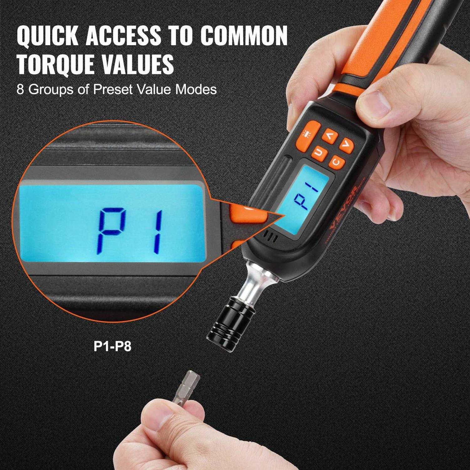 VEVOR Digital Torque Screwdriver 1/4 Drive Screwdriver Torque Wrench ...