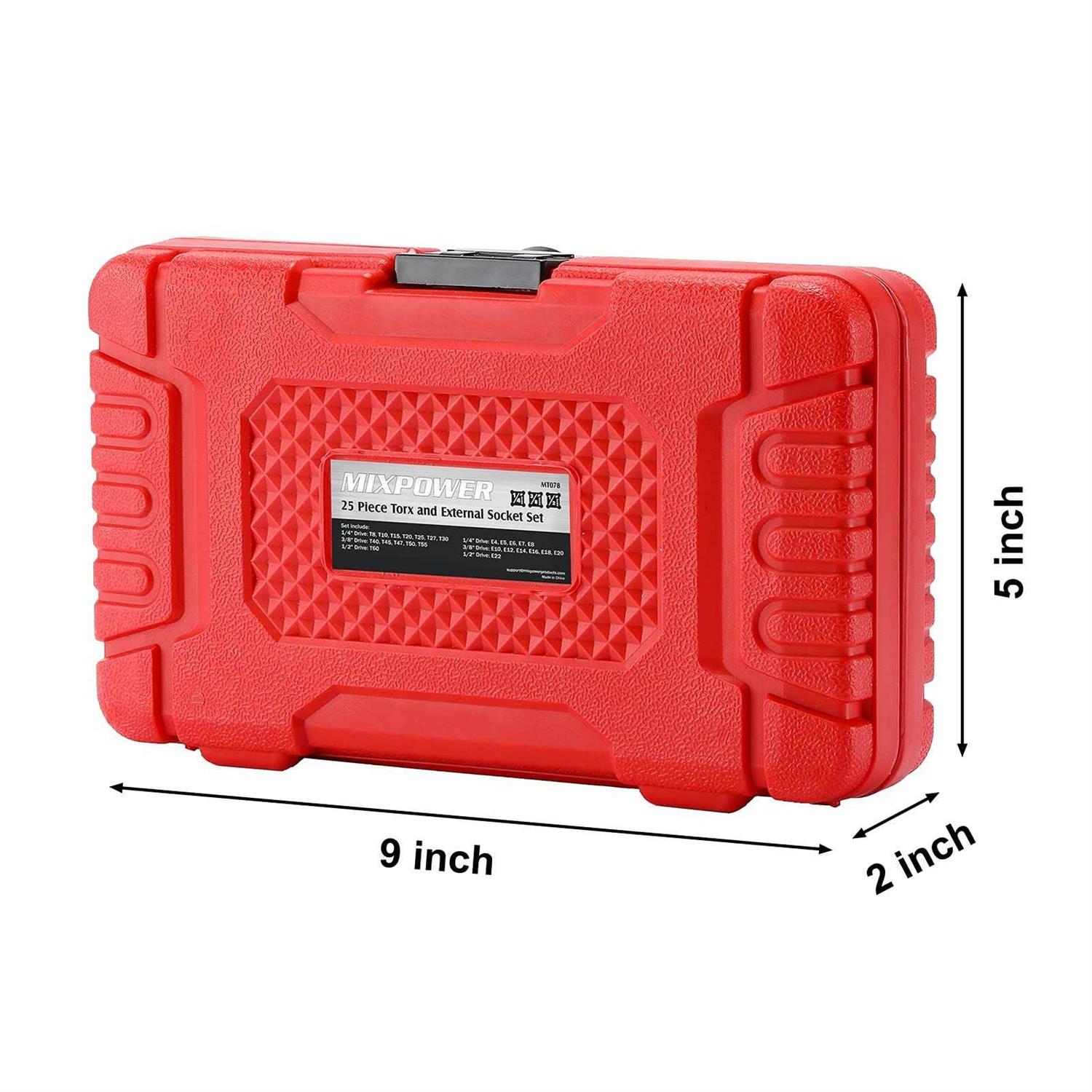 MIXPOWER 25 Piece Torx Bit Socket and Female External Socket Set ...