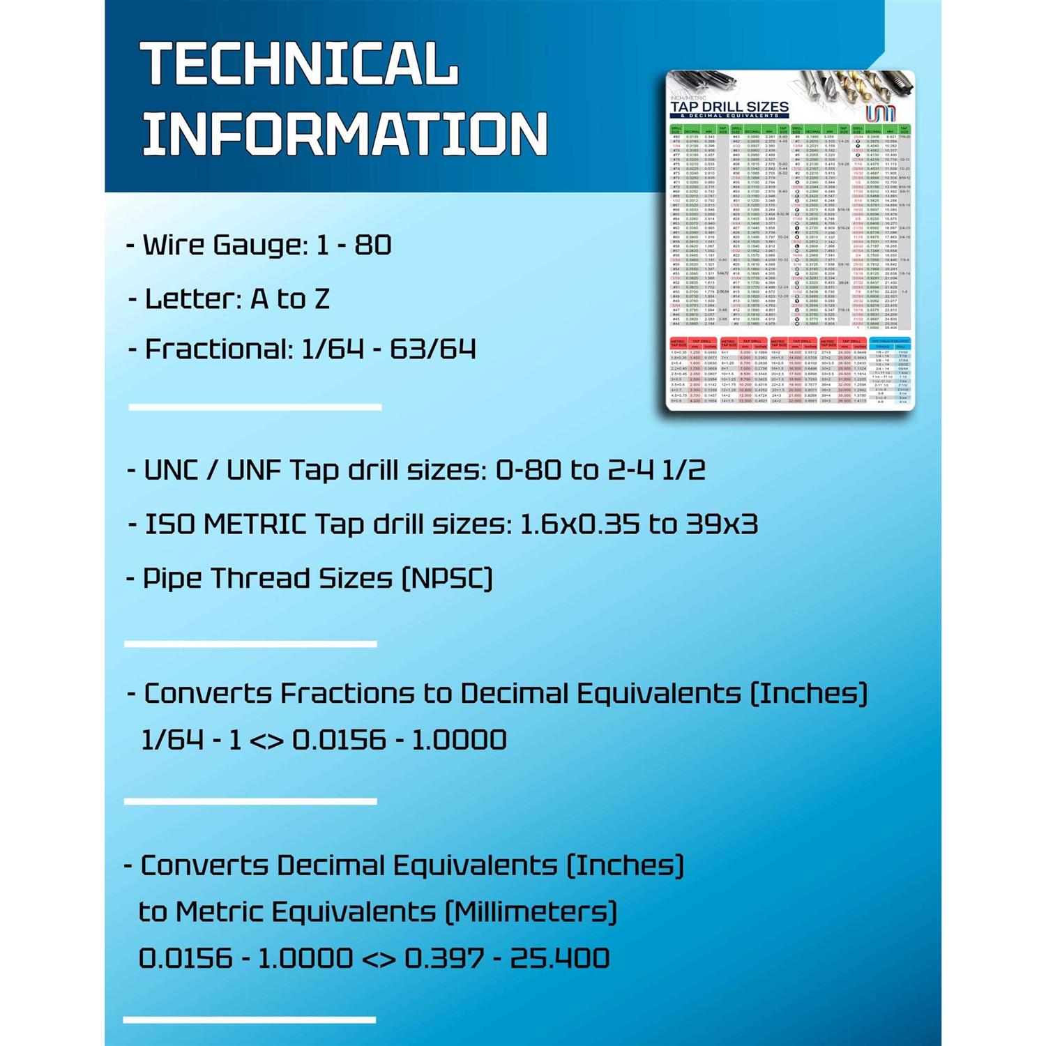 Useful Magnets Tap Drill Recommendations Chart Decimals Equivalents Flexible Magnetic Drill ...