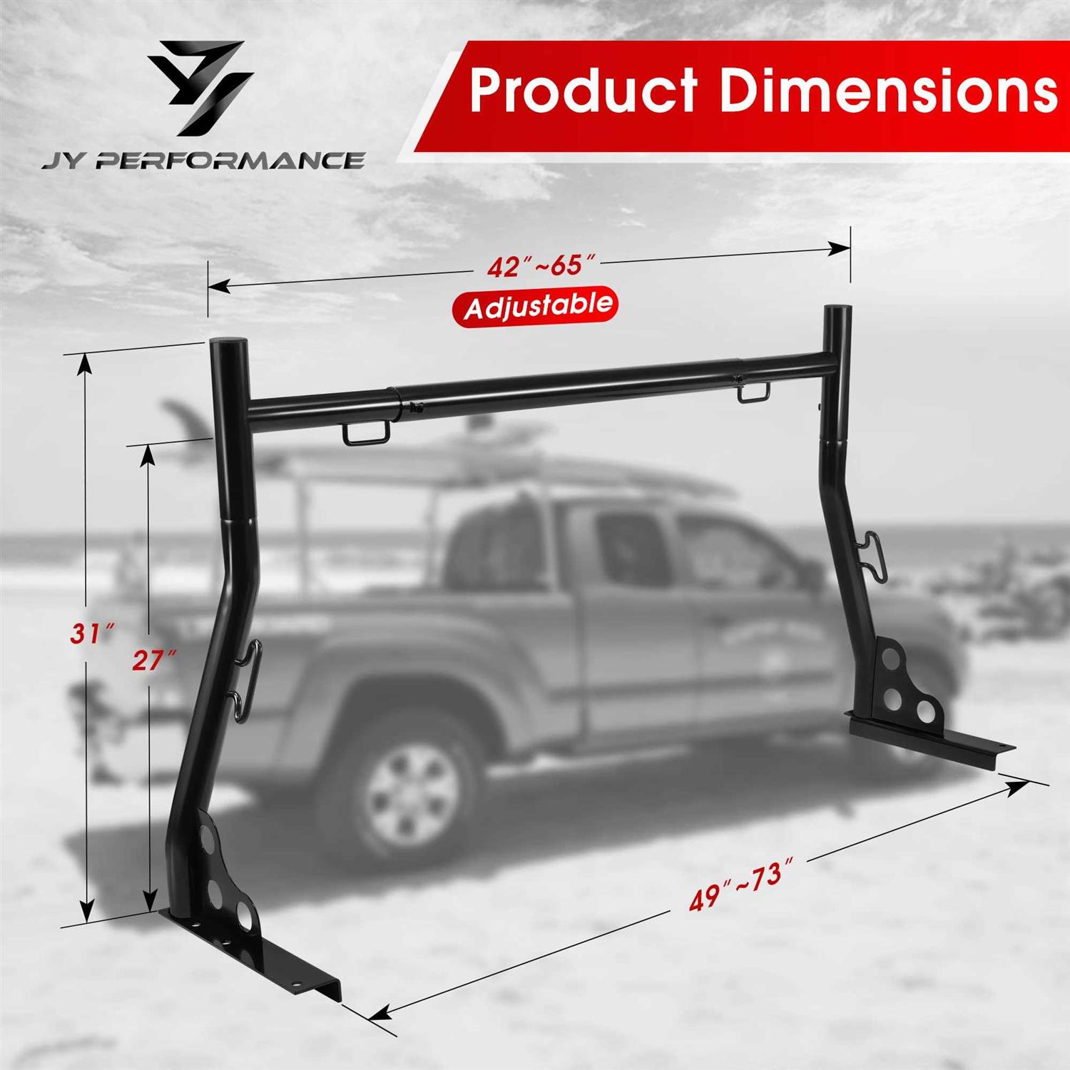 Truck Ladder Racks 800Ibs Capacity Extendable Pick-up Truck Bed Ladder ...