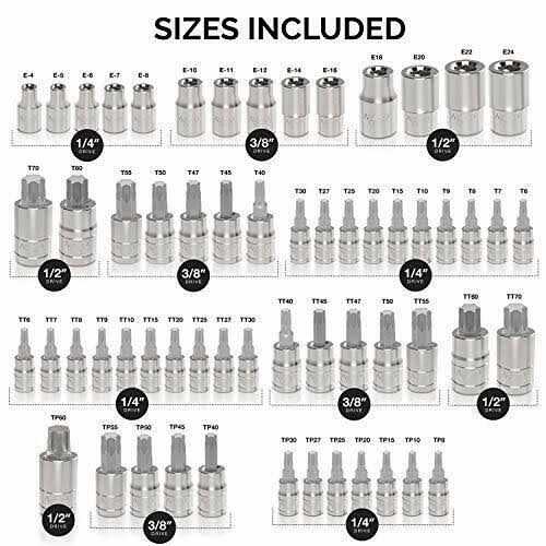 Neiko 10083A Master Torx Bit Socket and External Torx Socket Set, S2 ...
