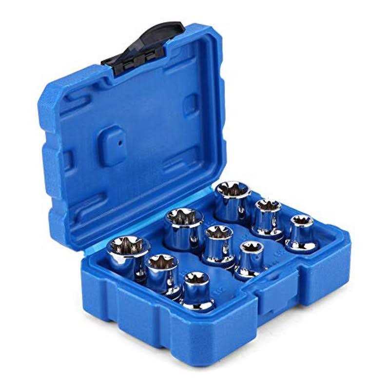 Casoman 11 pc Female E-Torx Star Socket Set with Rail Female External ...