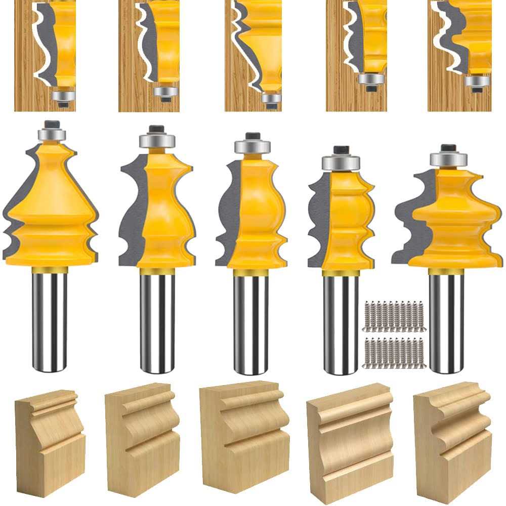 TAIWAIN 1/2 Inch Shank Router Bit Set Picture Frame Molding Woodworking ...