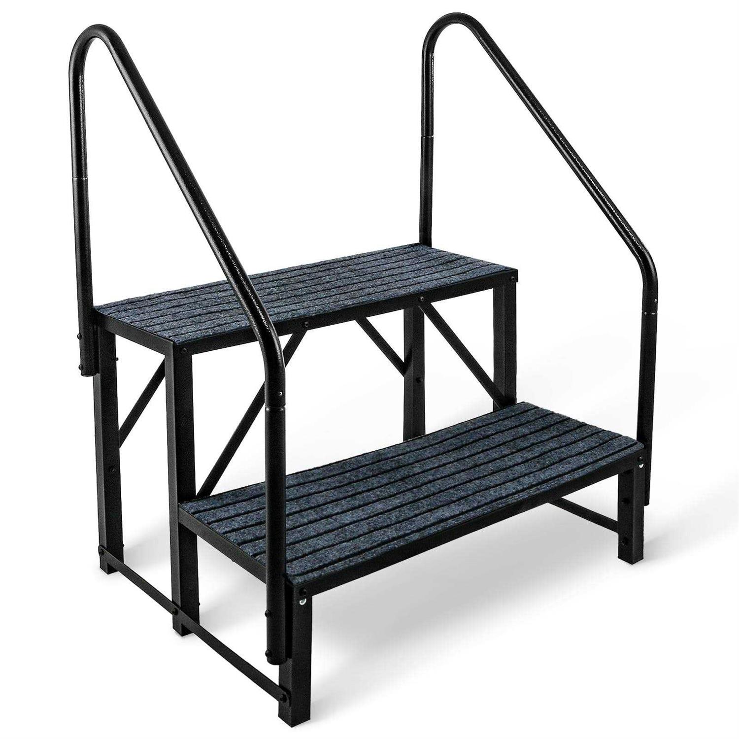 Fumingpal RV Steps with Handrail Hot Tub Steps 2 Step Heavy Duty Steel ... Fumingpal RV Steps with Handrail Hot Tub Steps 2 Step Heavy Duty Steel ...