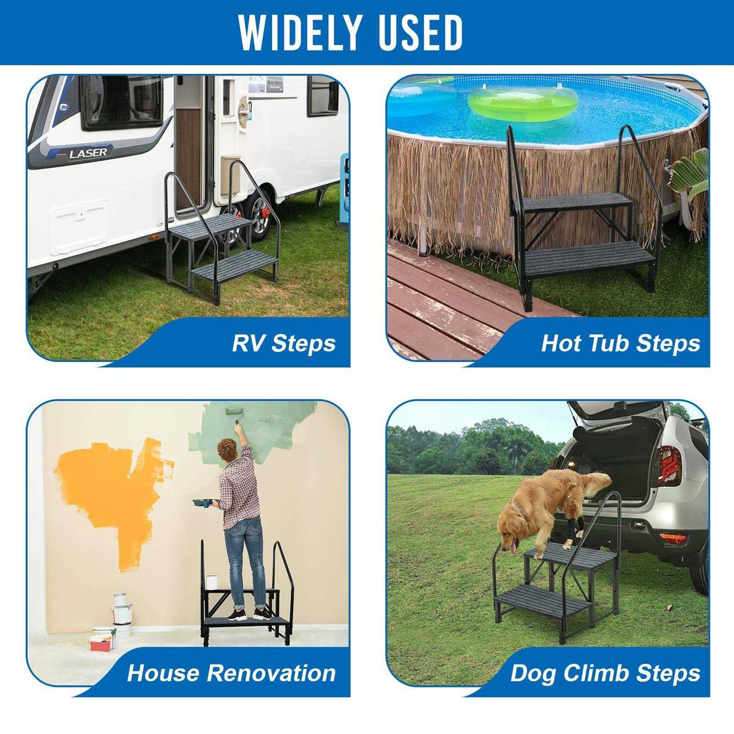 Fumingpal RV Steps with Handrail Hot Tub Steps 2 Step Heavy Duty Steel ... Fumingpal RV Steps with Handrail Hot Tub Steps 2 Step Heavy Duty Steel ...