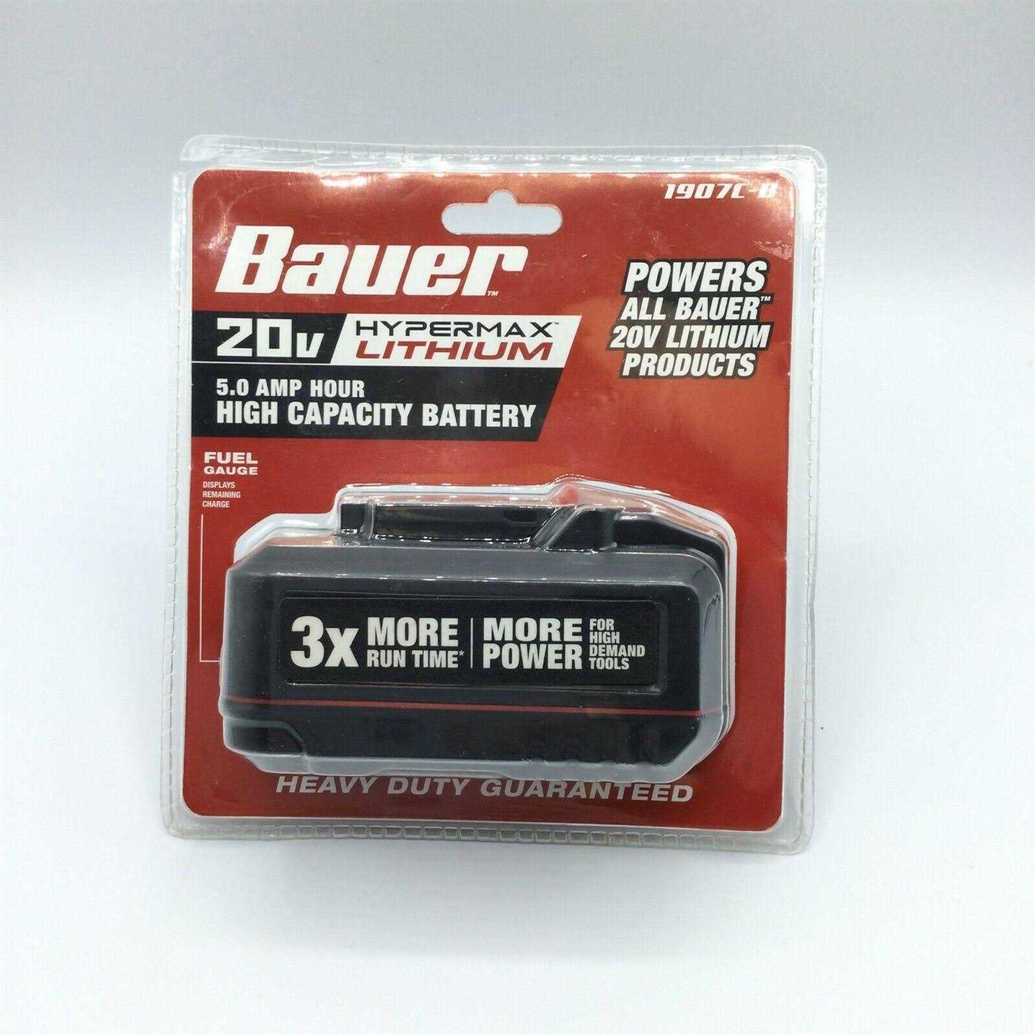 Bauer Tools 1907c-b 20V Hypermax Lithium 5.0 Amp Hour High Capacity ...