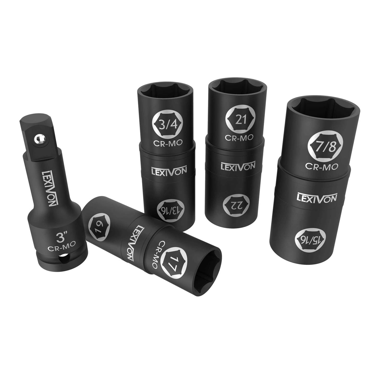 LEXIVON 1/2-Inch Impact Socket Set Lug Nut Innovative Flip Socket ...