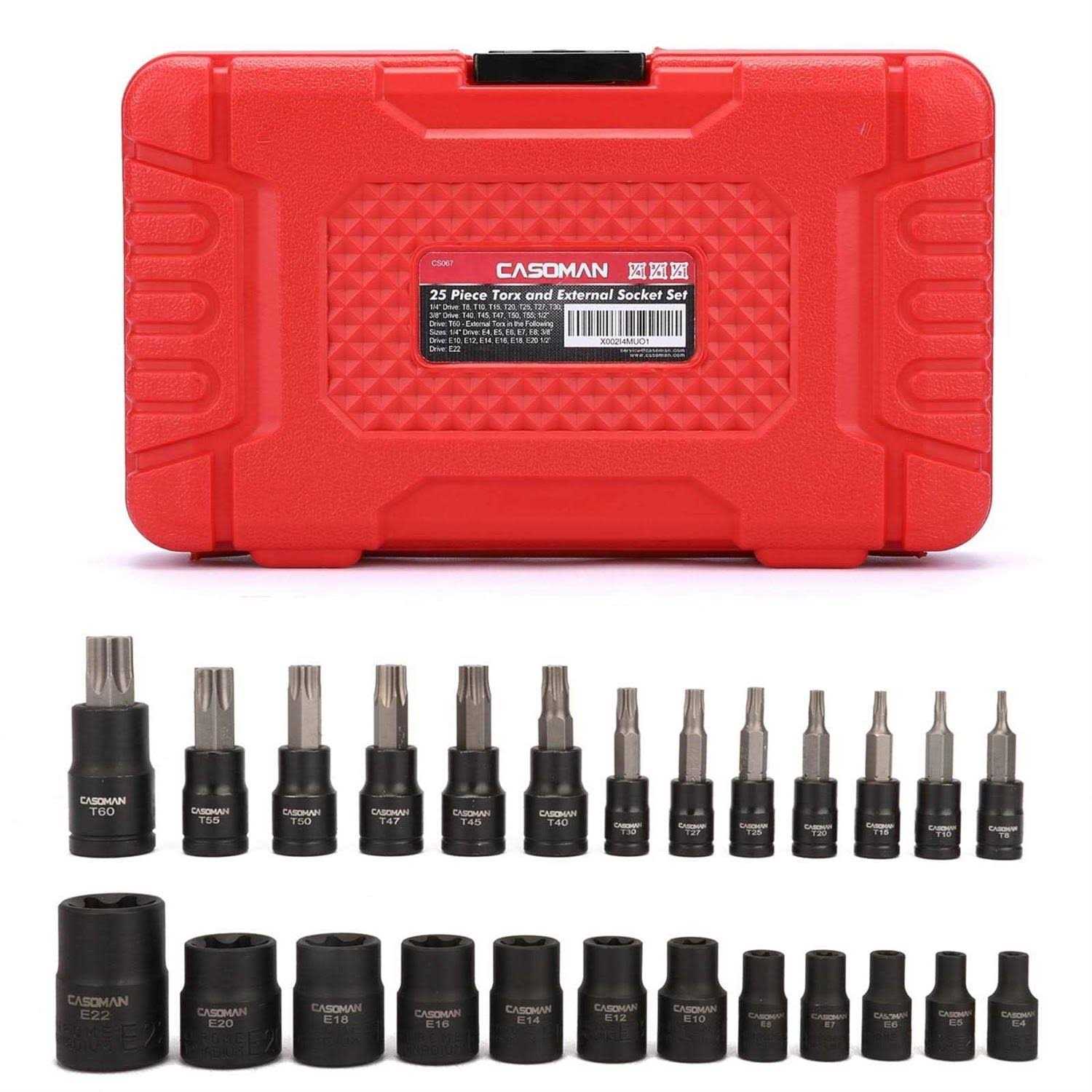 Casoman 25 Piece Torx Bit Socket and Female External Socket Set ...