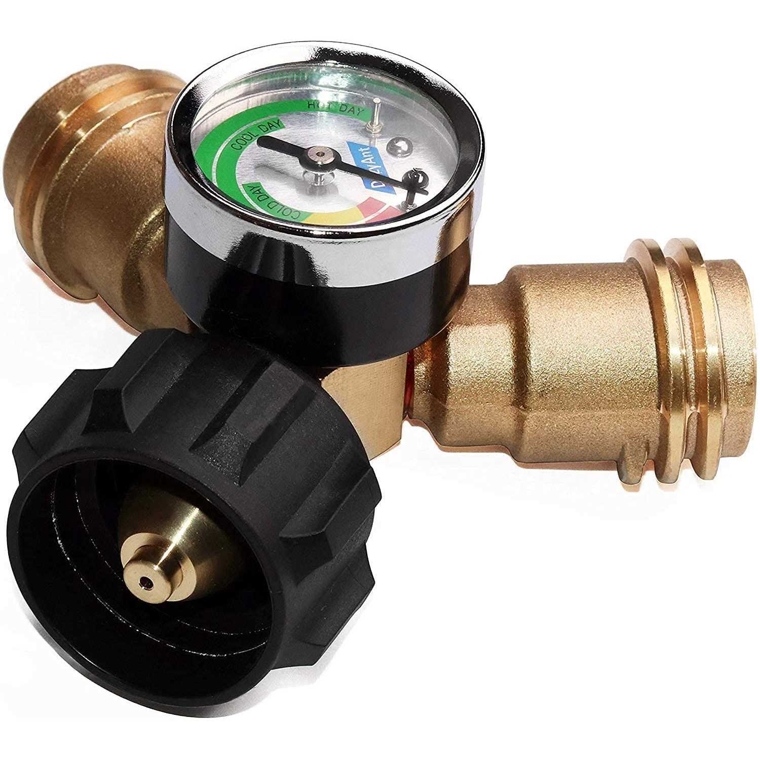 DOZYANT Propane Tank Y Splitter Adapter with Propane Gauge 2 Way LP Gas ...