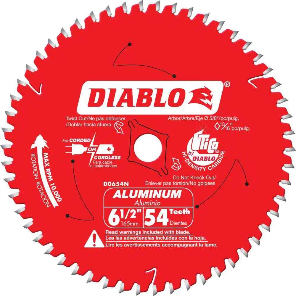 DIABLO 6-1/2 in. x 54-Tooth Aluminum Cutting Circular Saw Blade ...