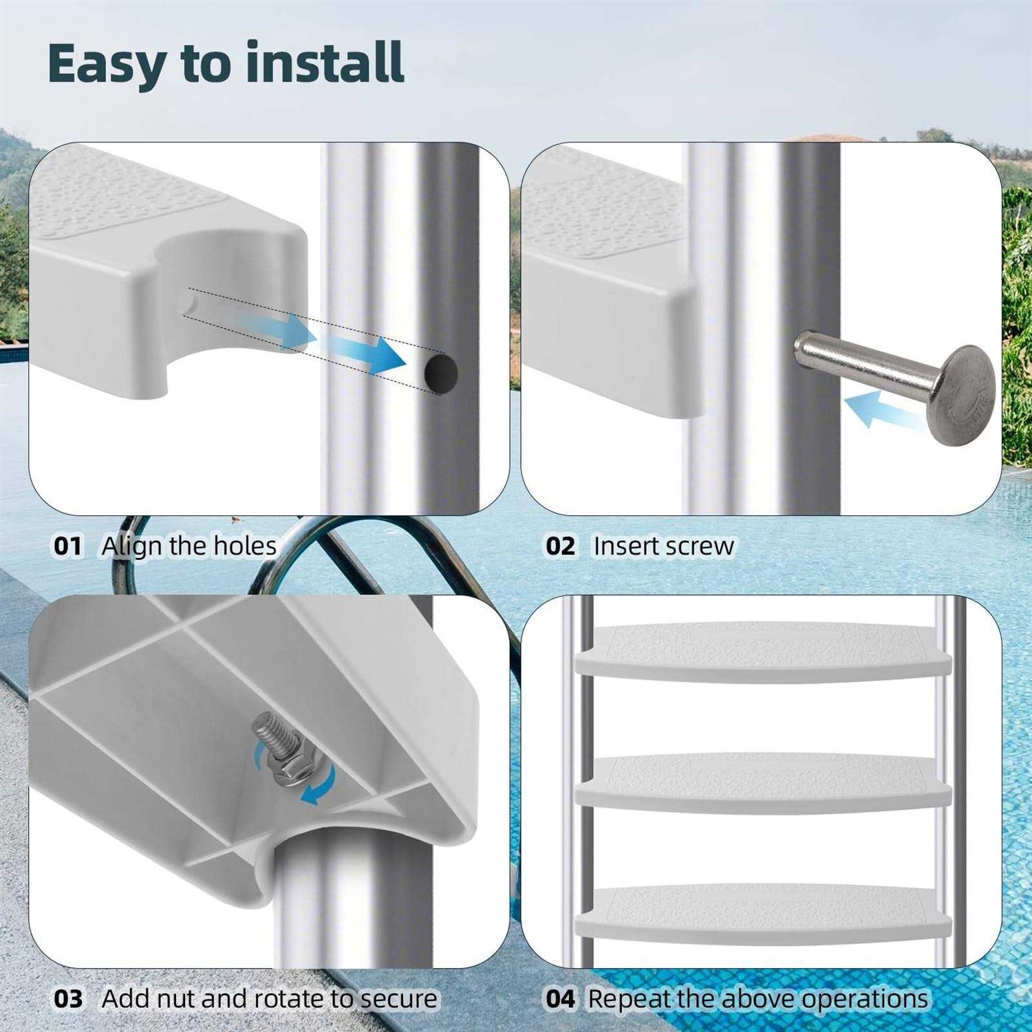 TonGass 18 Universal Heavy-Duty Molded Plastic Swimming Pool Ladder ...