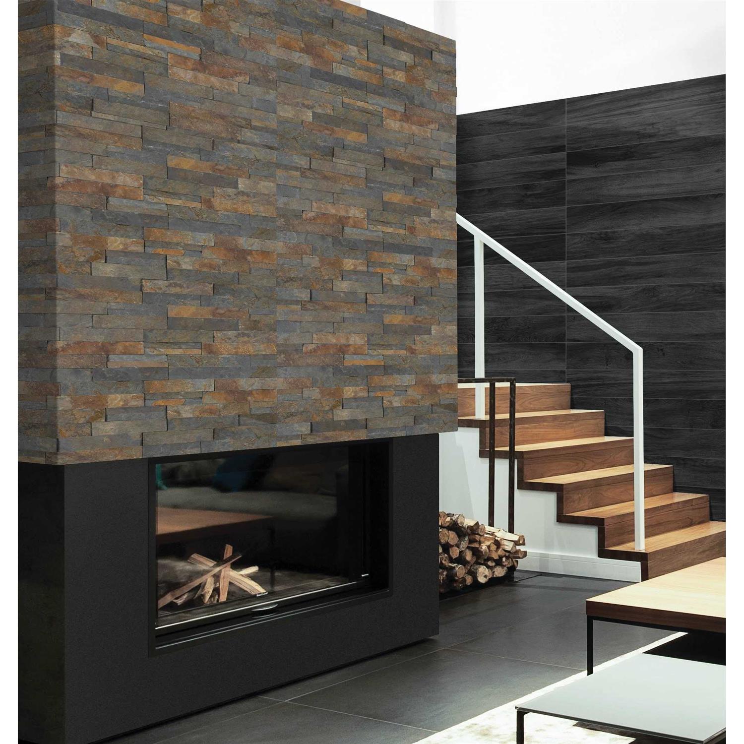 Satori Oxide Ledgestone 6-in x 12-in Natural Stone Slate Stone Look ...