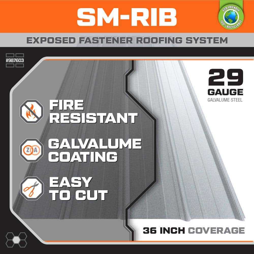 Gibraltar Building Products SM-Rib Galvalume Steel 29-Gauge Roof/Siding ...