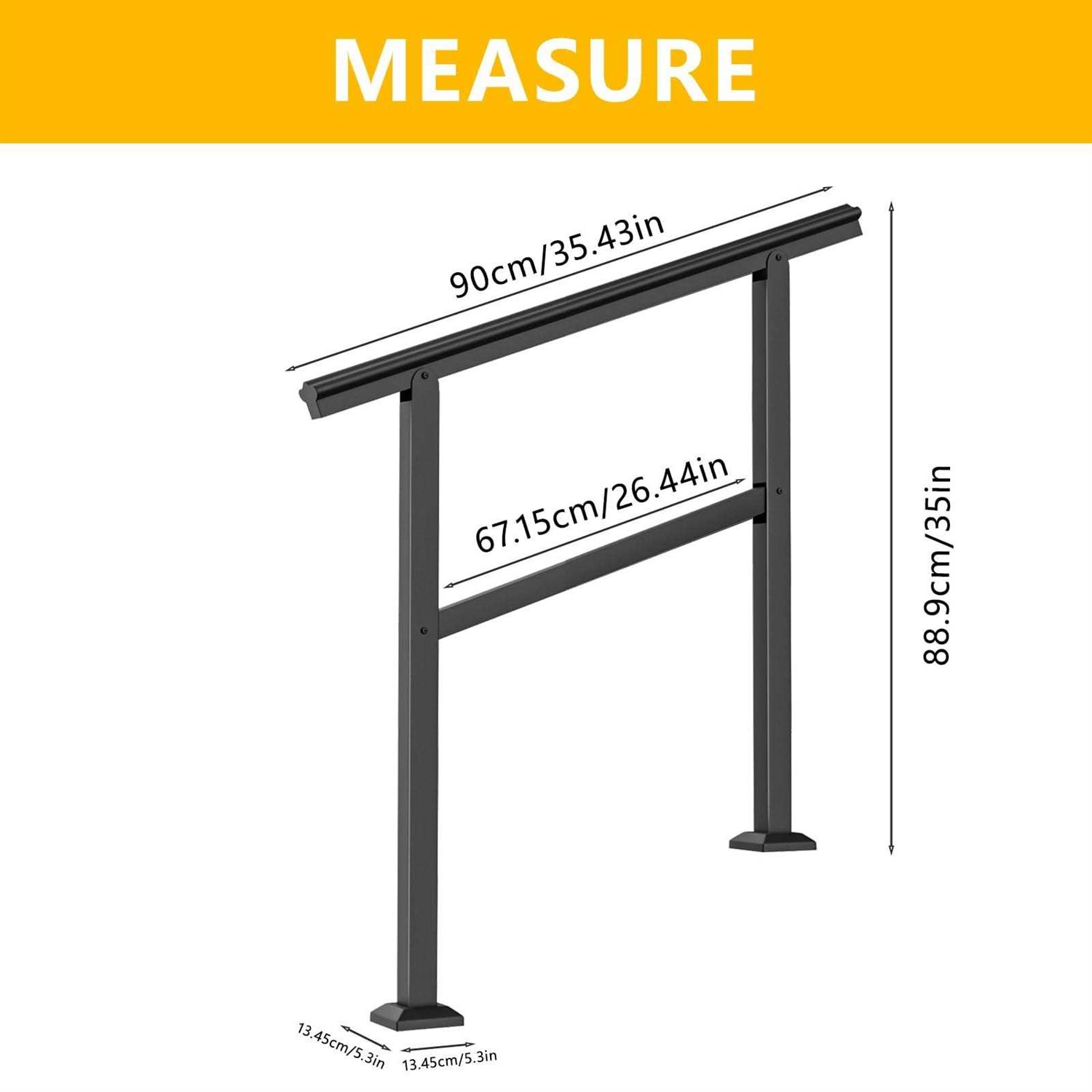 SPACEEUP 3ft Stair Handrail,36 x 35 Handrails for Outdoor Steps Fit 0 ...