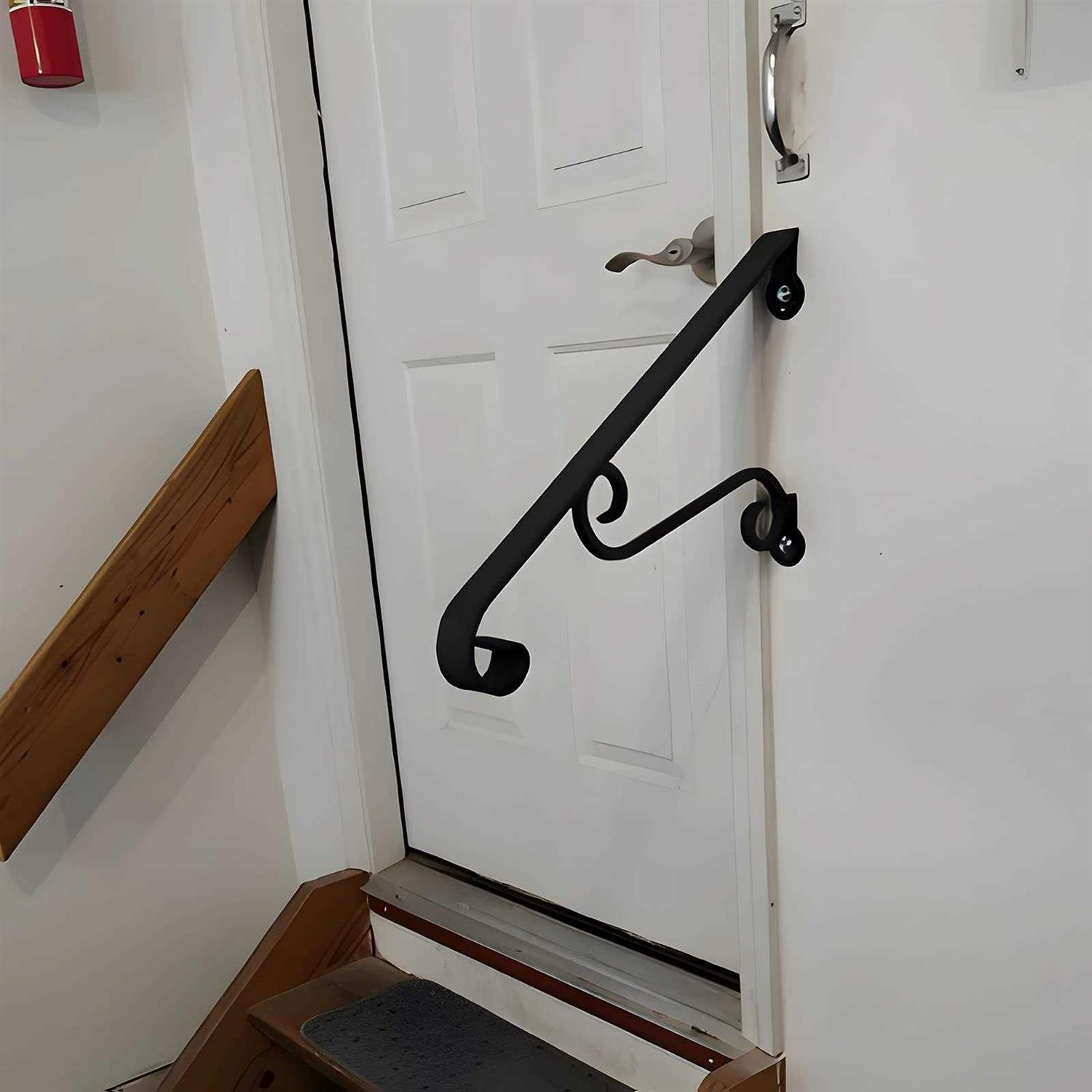 Eachome Wrought Iron Handrail Wall Mounted Hand Railing Fit for 1-2 ...